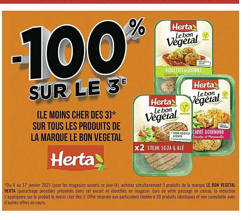 Promo Les Produits De La Marque Le Bon Végétal Herta chez Casino ...