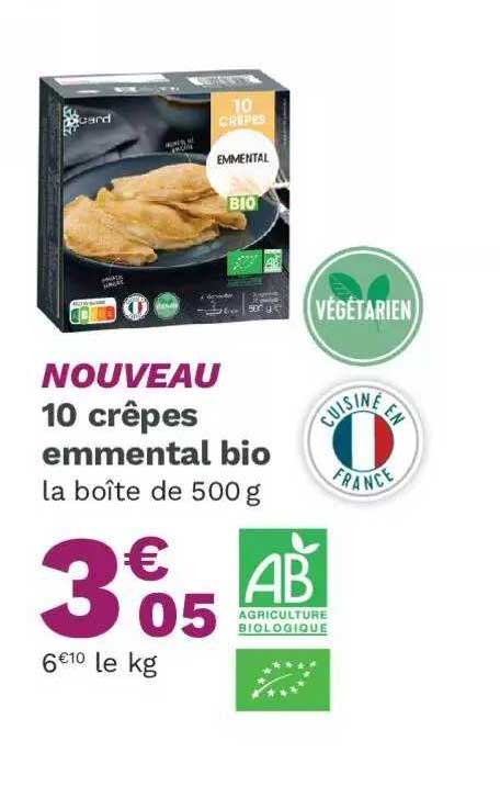 Promo 10 Crêpes Emmental Bio chez Picard - iCatalogue.fr