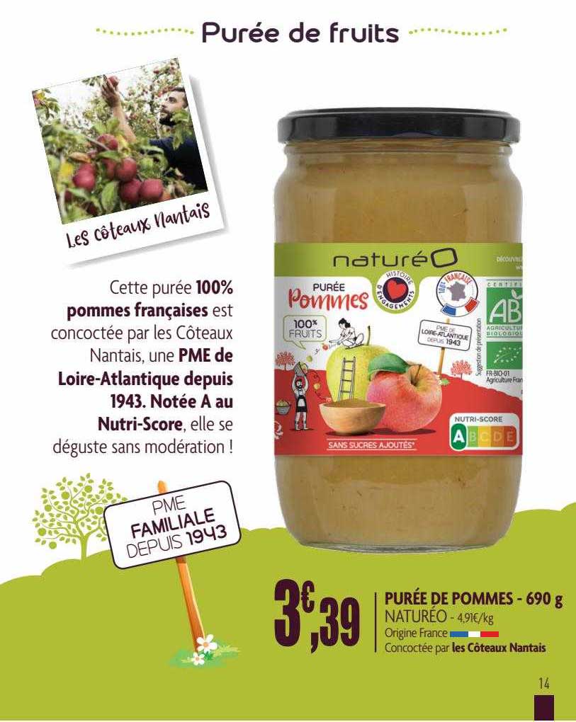 Promo Purée De Pommes - 690 G Naturéo chez NaturéO - iCatalogue.fr