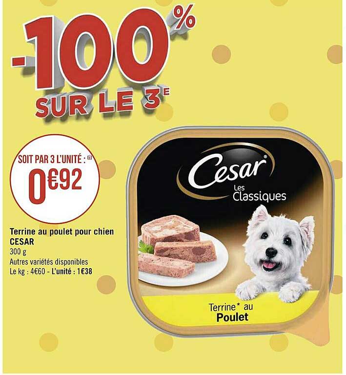Promo Terrine Au Poulet Pour Chien Cesar -100% Sur Le 3e chez Géant ...