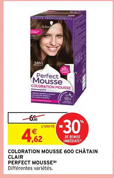 Promo Coloration Mousse 600 Châtain Clair Perfect Mousse chez ...