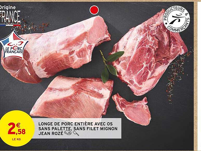 Promo Longe De Porc Entière Avec Os Sans Palette, Sans Filet Mignon ...