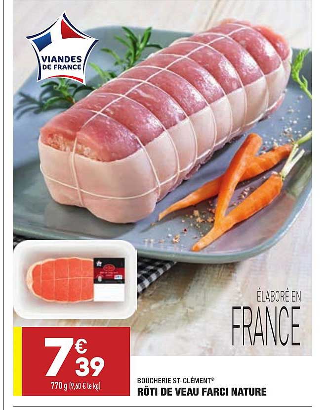 Promo Rôti De Veau Farci Nature Boucherie St-clément chez Aldi ...
