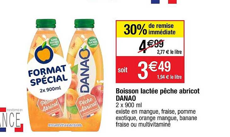 Promo Boisson Lactée Pêche Abricot Danao chez Cora - iCatalogue.fr