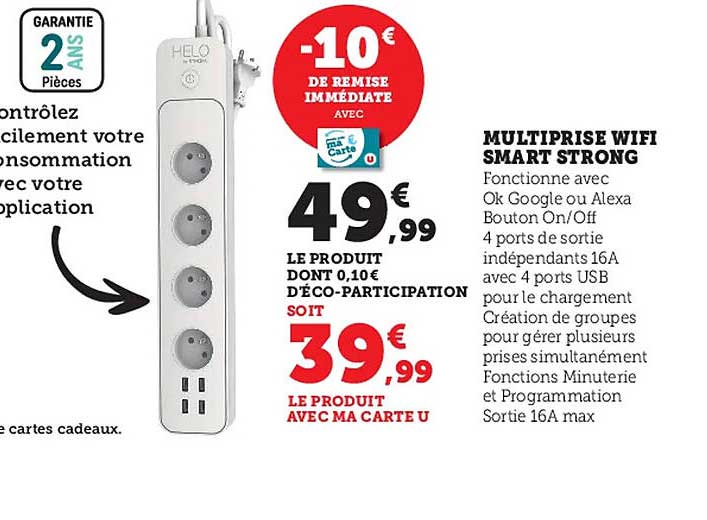 Promo Multiprise Wifi Smart Strong chez Super U - iCatalogue.fr