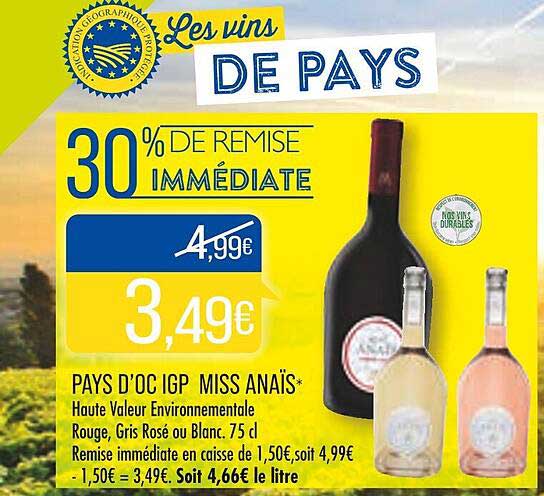 Promo Pays D'oc Igp Miss Anaïs chez Match - iCatalogue.fr