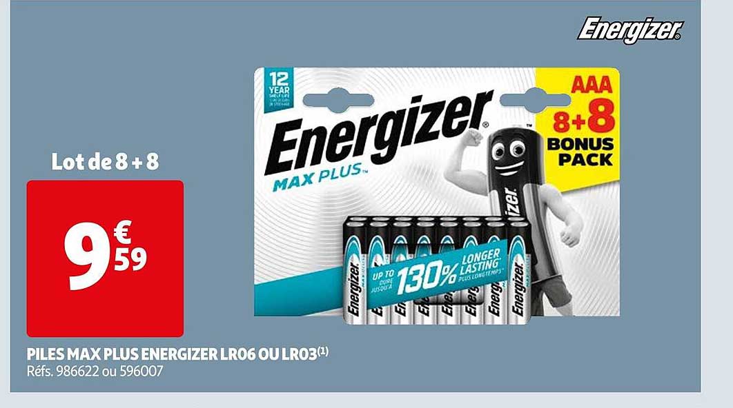Promo Piles Max Plus Energizer Lr06 Ou Lr03 chez Auchan - iCatalogue.fr