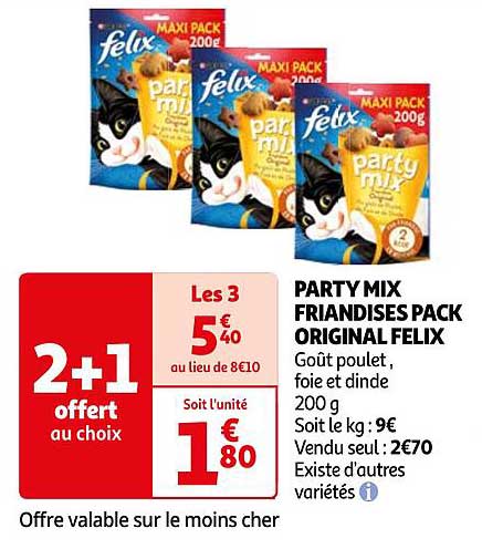 Promo Party Mix Friandises Pack Original Felix chez Auchan - iCatalogue.fr