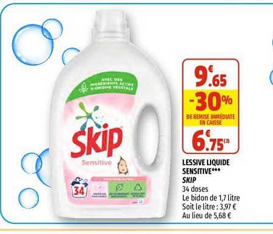 Promo Lessive Liquide Sensitive Skip chez Coccimarket - iCatalogue.fr