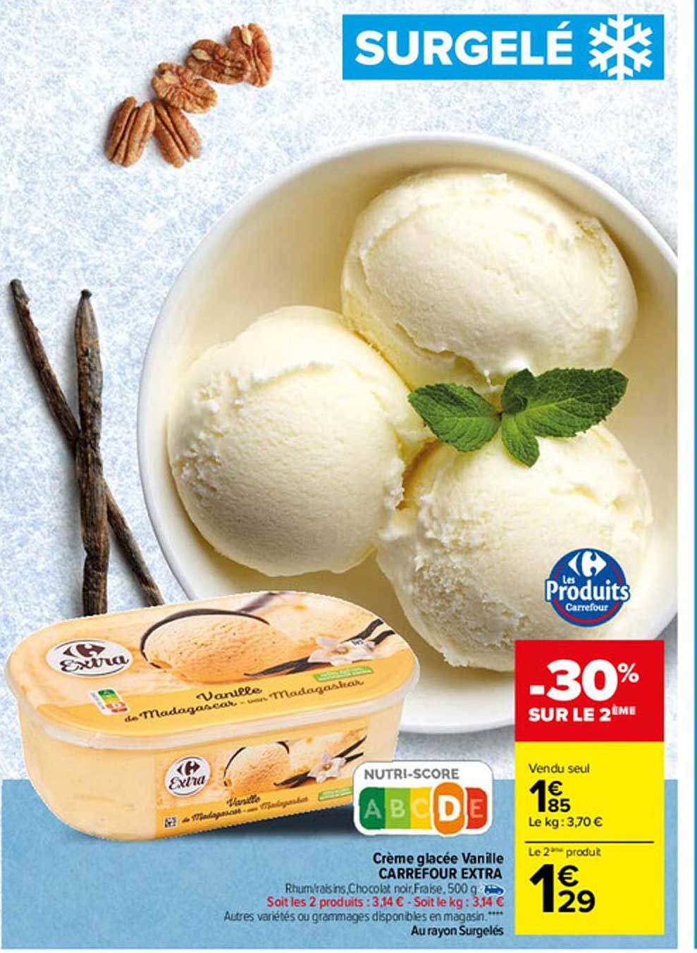 Promo Crème Glacée Vanille Carrefour Extra chez Carrefour - iCatalogue.fr
