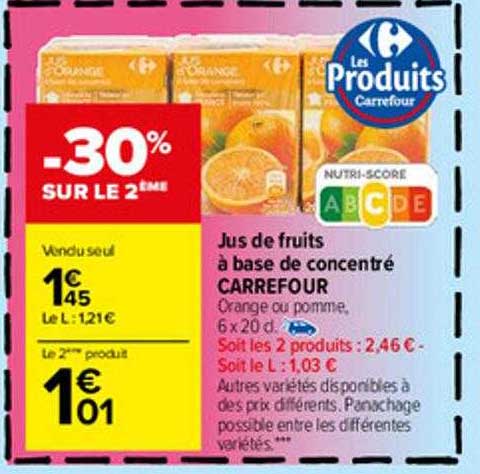 Promo Jus De Fruits à Base De Concentré Carrefour chez Carrefour Market ...