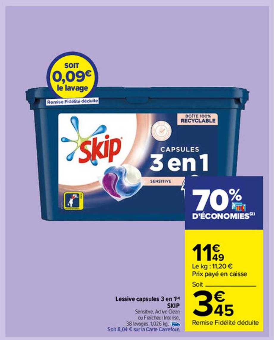 Promo Lessive Capsules 3 En 1 Skip chez Carrefour Market - iCatalogue.fr
