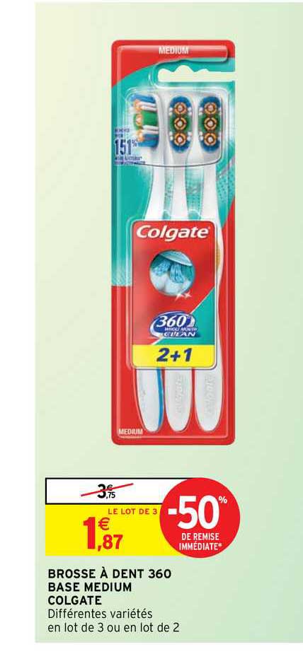 Promo Brosse à Dnet 360 Base Medium Colgate chez Intermarché Hyper ...