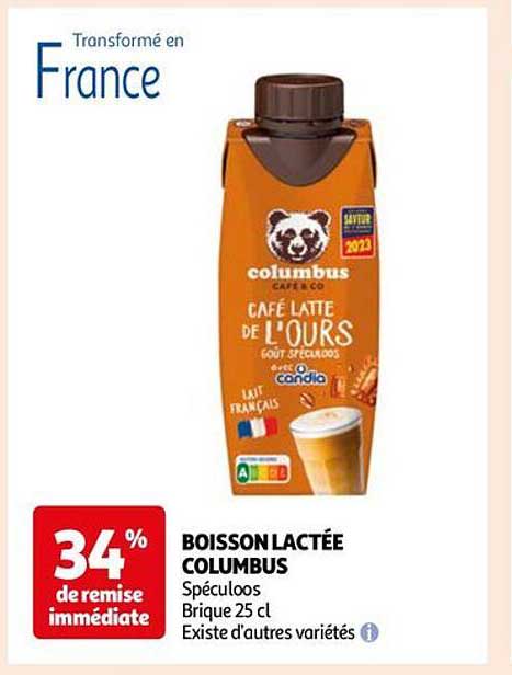 Promo Boisson Lactée Columbus chez Auchan Direct - iCatalogue.fr