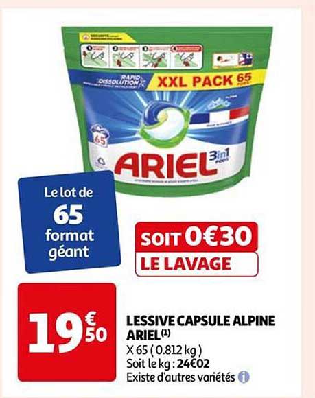 Promo Lessive Capsule Alpine Ariel chez Auchan Direct - iCatalogue.fr