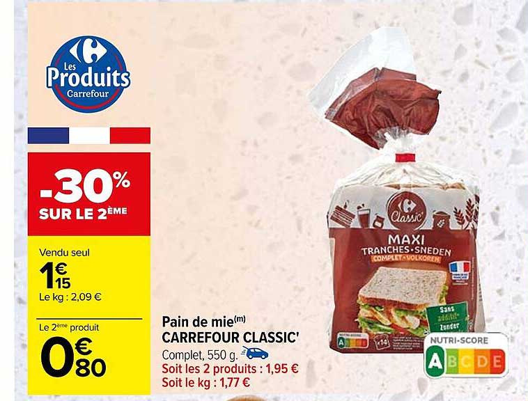 Promo Pain De Mie Carrefour Classic' chez Carrefour - iCatalogue.fr