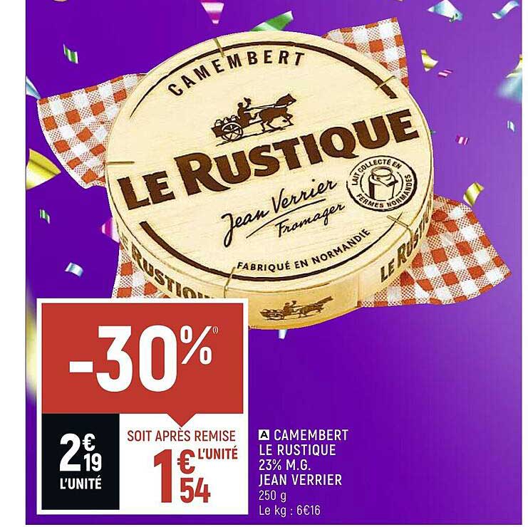Promo Camembert Le Rustique 23% Jean Verrier chez Spar - iCatalogue.fr