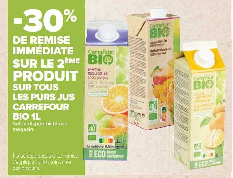 Promo Les Purs Jus Carrefour Bio 1l chez Carrefour - iCatalogue.fr
