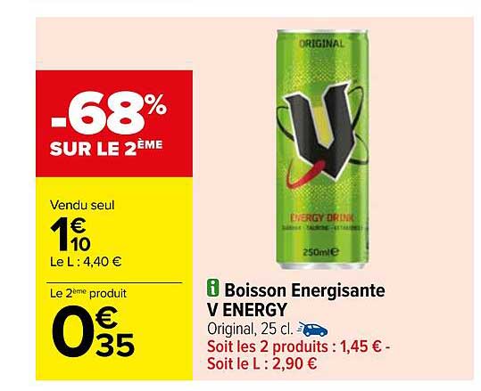 Promo Boisson énergisante V Energy chez Carrefour - iCatalogue.fr