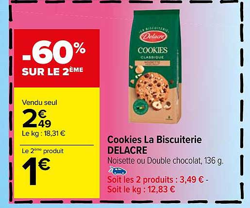 Promo Cookies La Biscuiterie Delacre chez Carrefour - iCatalogue.fr