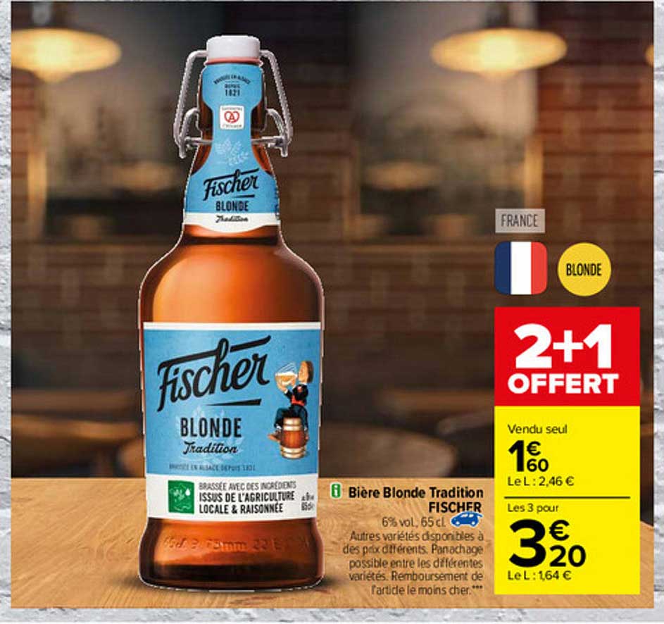 Promo Bière Blonde Tradition Fischer chez Carrefour - iCatalogue.fr