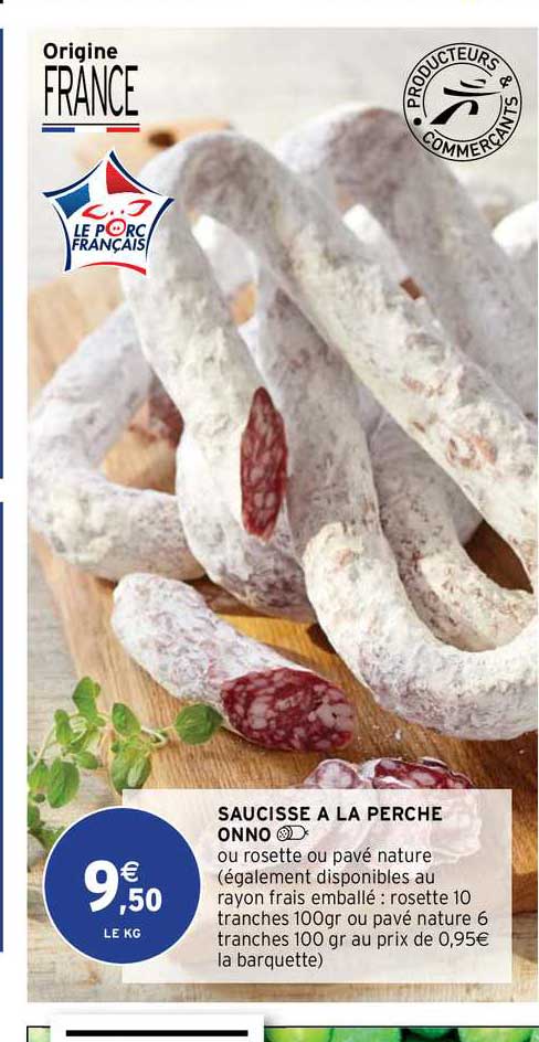 Promo Saucisse à La Perche Onno chez Intermarché Contact - iCatalogue.fr