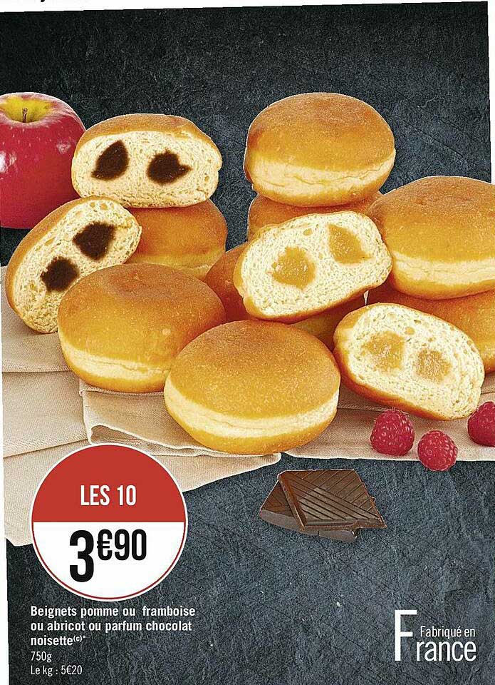 Promo Beignets Pomme Ou Framboise Ou Abricot Ou Parfum Chocolat ...