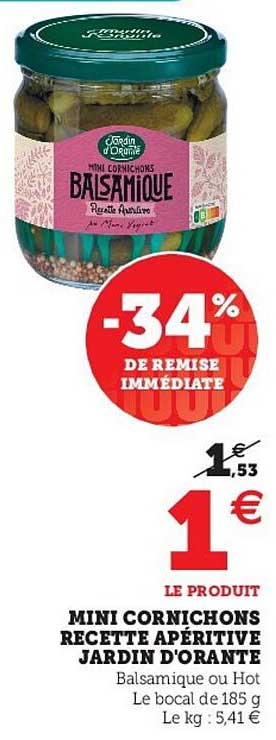 Promo Mini Cornichons Recette Apéritive Jardin D'orante chez Super U ...