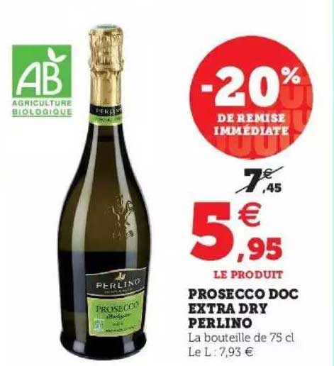 Promo Prosecco Doc Extra Dry Perlino chez Super U - iCatalogue.fr