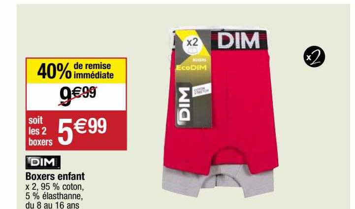 Promo Boxers Enfant Dim Paris chez Migros France - iCatalogue.fr