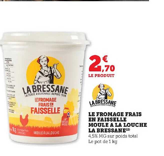 Promo Le Fromage Frais En Faisselle Moule à La Louche La Bressane chez ...