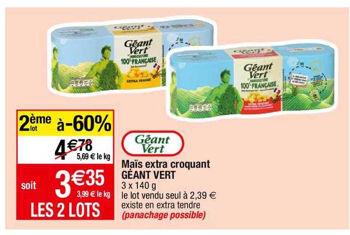 Promo Maïs Extra Croquant Géant Vert chez Migros France - iCatalogue.fr