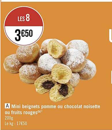 Promo Mini Beignets Pomme Ou Chocolat Noisette Ou Fruits Rouges chez ...
