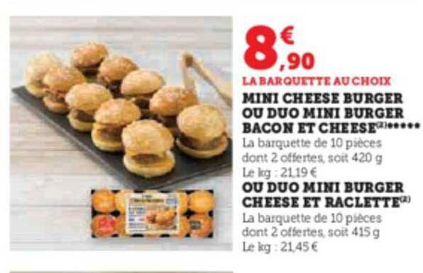 Promo Mini Cheese Burger Ou Duo Mini Burger Bacon Et Cheese Ou Duo Mini ...