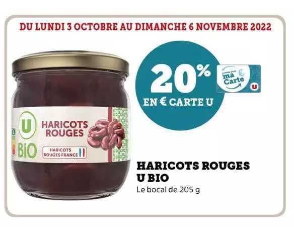 Promo Haricots Rouges U Bio chez Hyper U - iCatalogue.fr