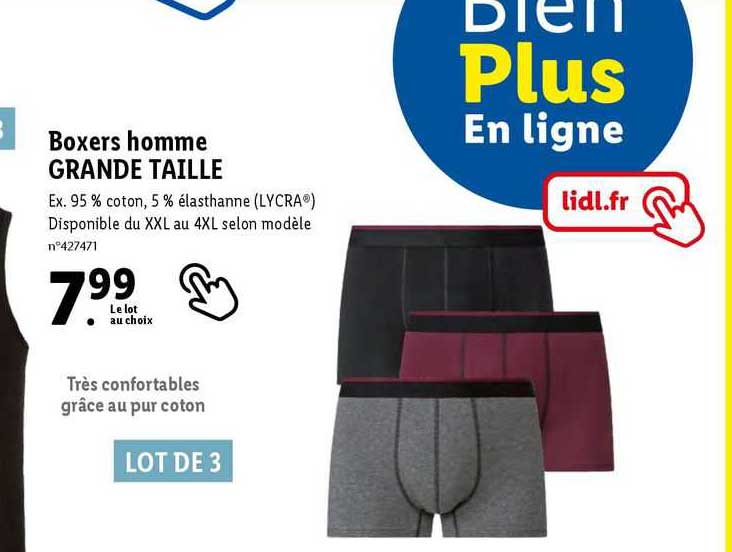 Promo Boxers Homme Grande Taille chez Lidl - iCatalogue.fr