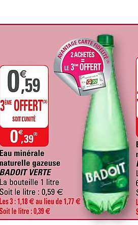 Promo Eau Minérale Naturelle Gazeuse Badoit Verte chez G20 - iCatalogue.fr