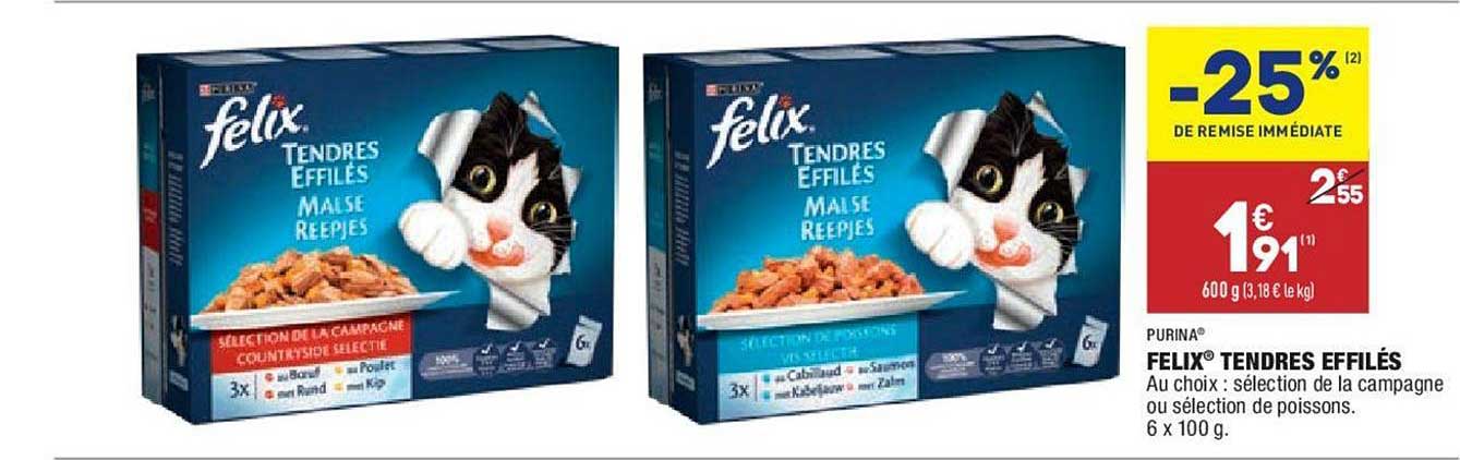 Promo Felix Tendres Effilés Purina -25% De Remise Immédiate chez Aldi ...