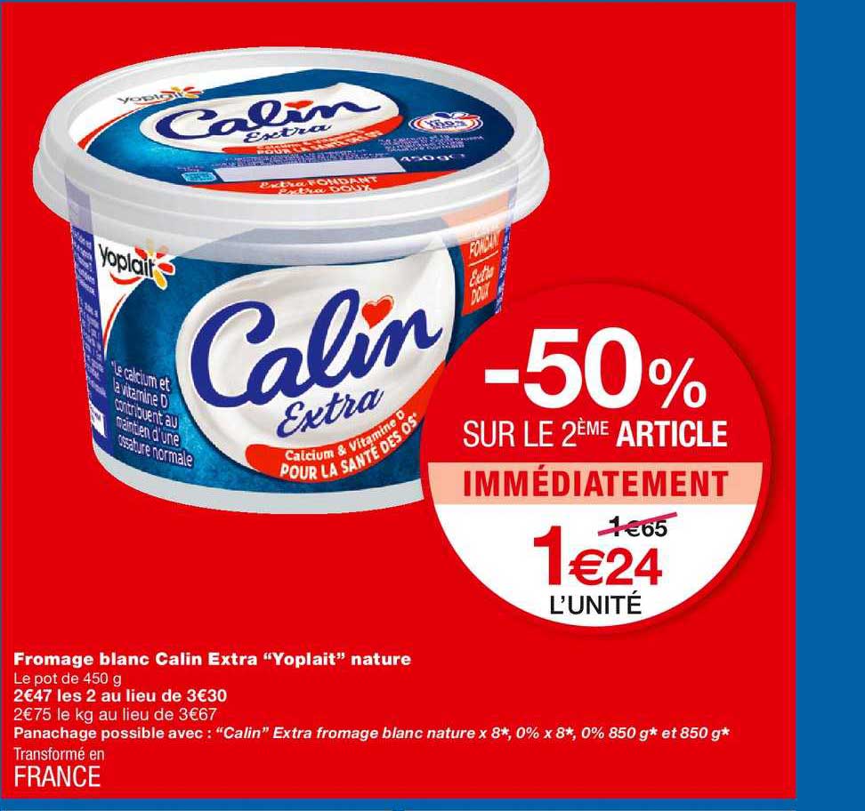 Promo Fromage Blanc Calin Extra Yoplait Nature -50% Sur Le 2ème Article ...