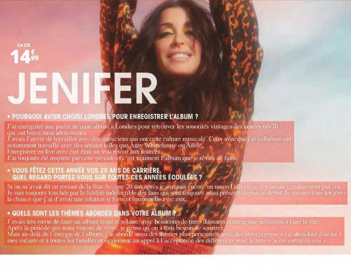 Promo Le Cd Jenifer chez Auchan - iCatalogue.fr