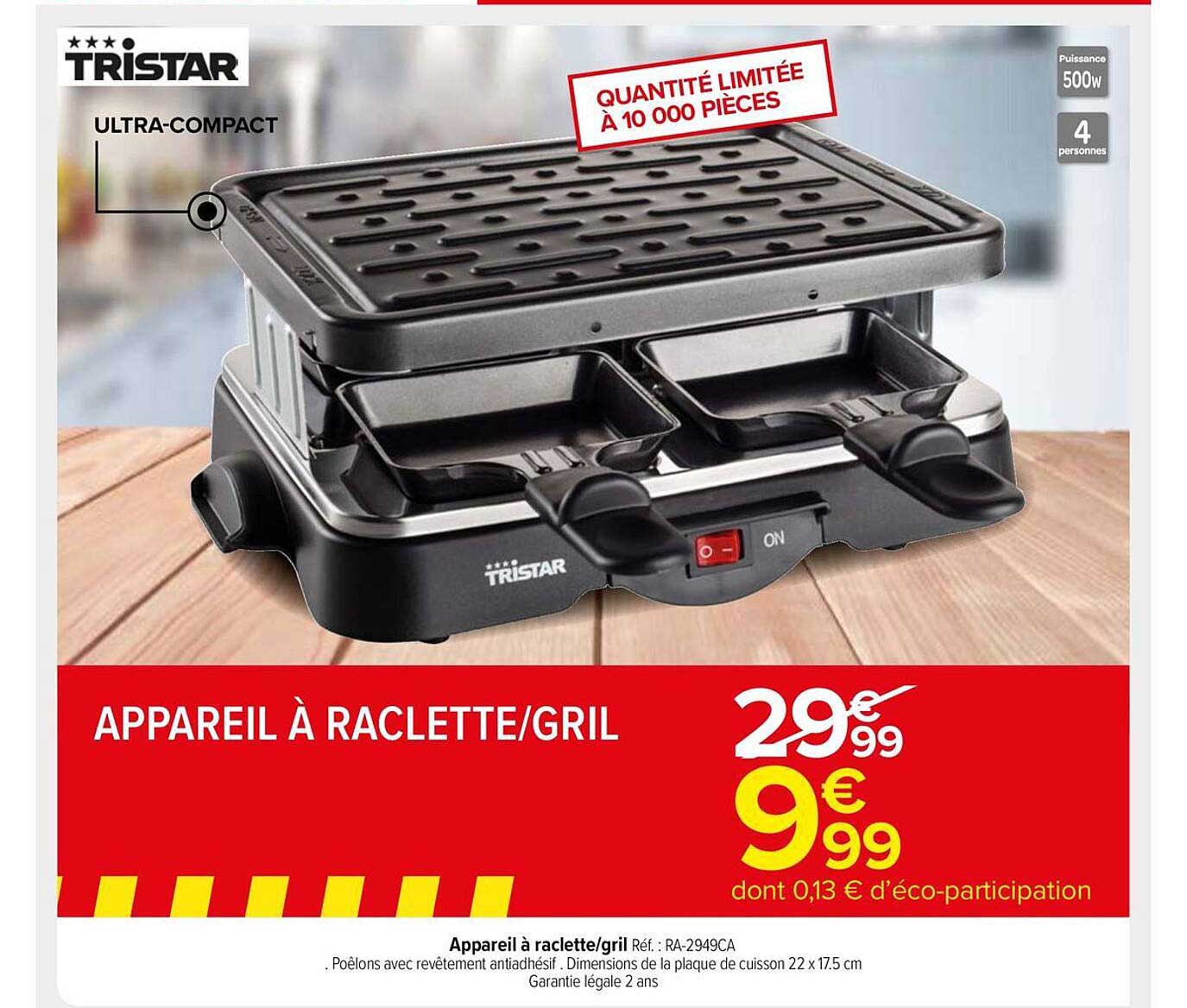 Promo Appareil à Raclette/gril Tristar chez Carrefour Market ...