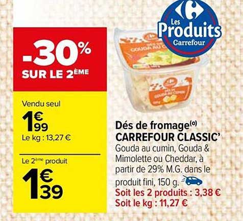 Promo Dés De Fromage Carrefour Classic' chez Carrefour Market ...