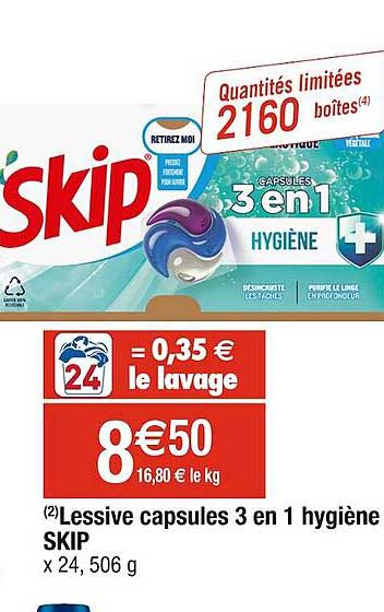 Promo Lessive Capsules 3 En 1 Hygiène Skip chez Cora - iCatalogue.fr