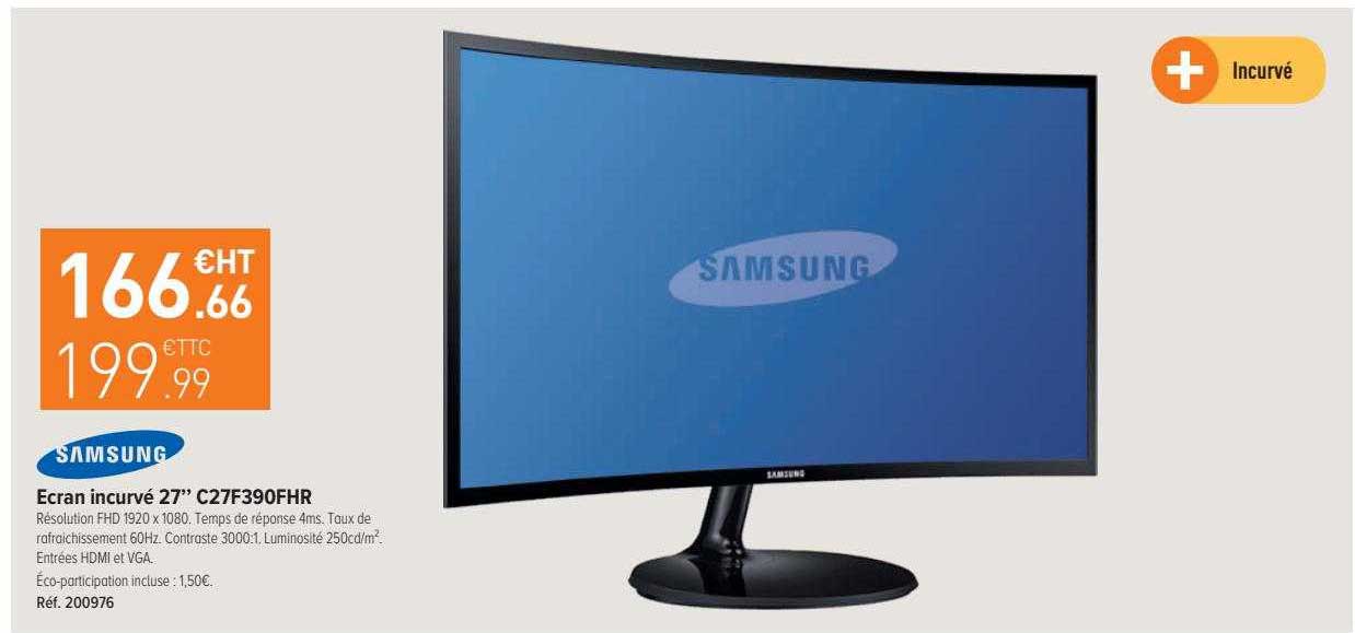Promo écran Incurvé 27" C27f390fhr Samsung chez Top Office - iCatalogue.fr