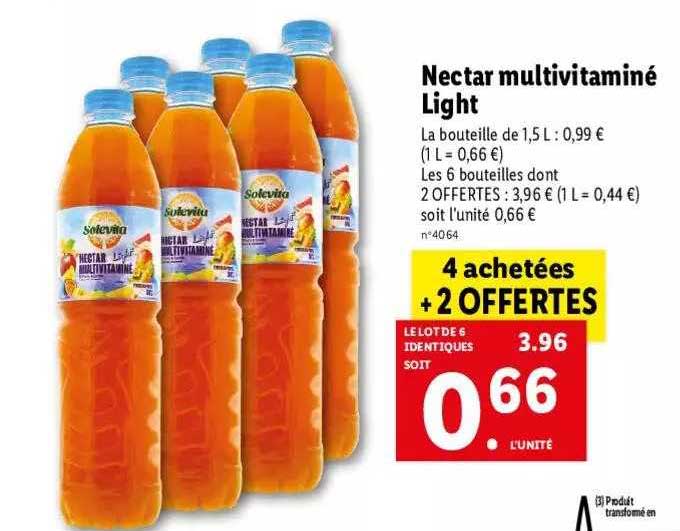 Offre Nectar Multivitaminé Light 12 Fruits Solevita chez Lidl