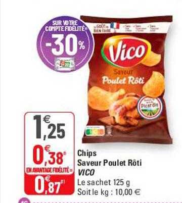 Promo Chips Saveur Poulet Rôti Vico chez G20 - iCatalogue.fr