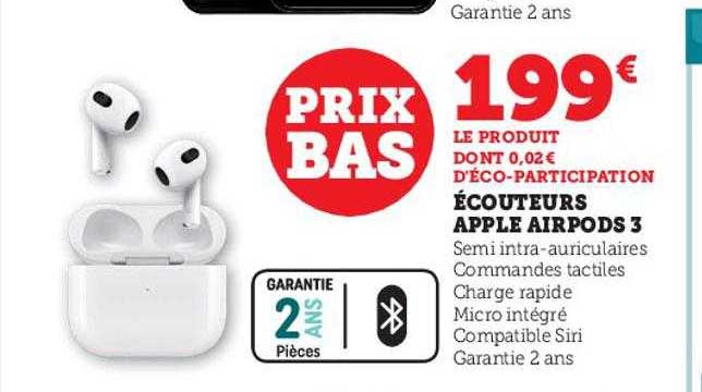 Promo écouteurs Apple Airpods 3 chez Hyper U - iCatalogue.fr