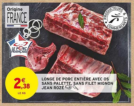 Promo Longe De Porc Entière Avec Os Sans Palette, Sans Filet Mignon ...