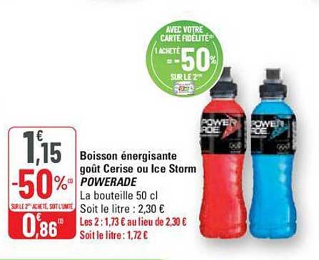 Promo Boisson énergisante Goût Cerise Ou Ice Storm Powerade chez G20 ...