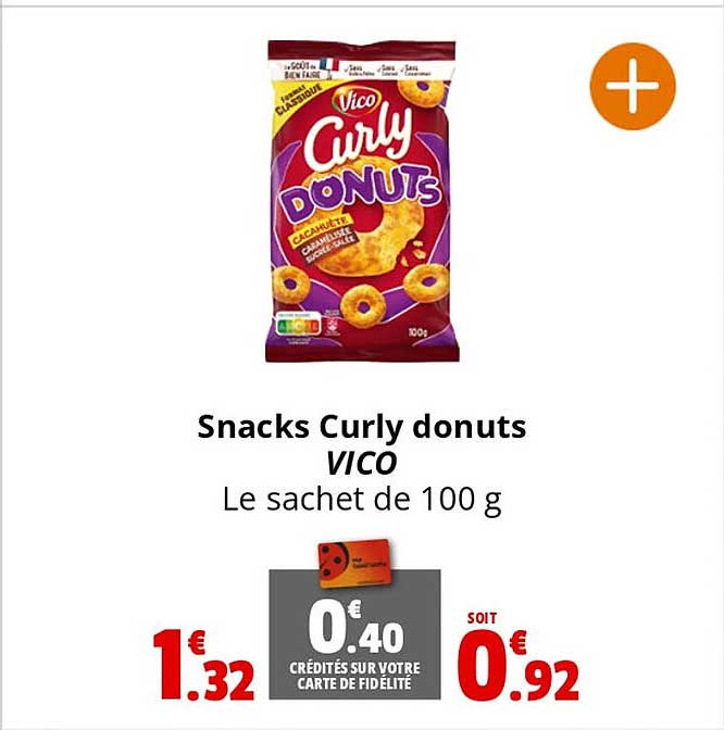 Promo Snacks Curly Donuts Vico chez Coccimarket - iCatalogue.fr